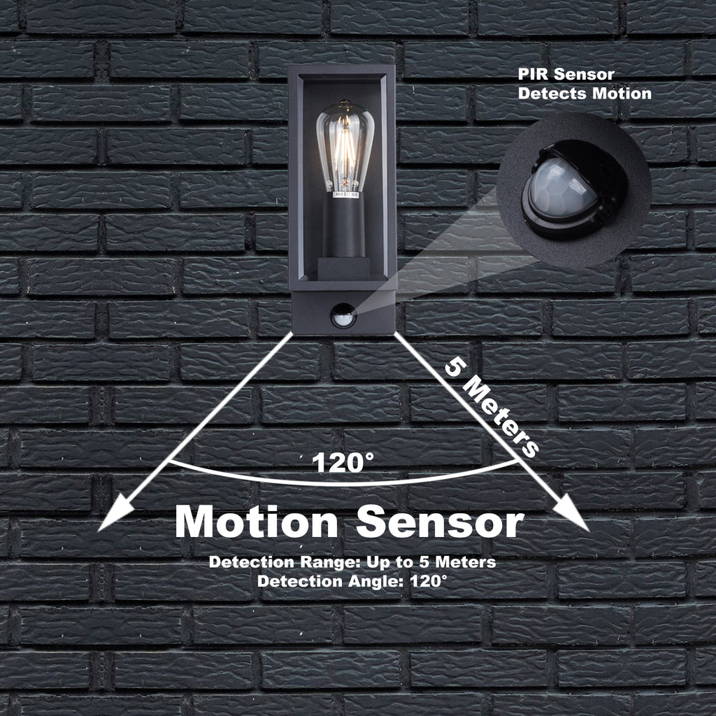 Outdoor Wall Light with Adjustable PIR Sensor, Waterproof IP44, Non-Di ...